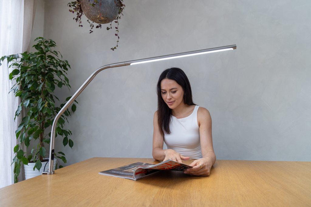 Slimline 4 Table Lamp – Brushed Steel - The Daylight Company